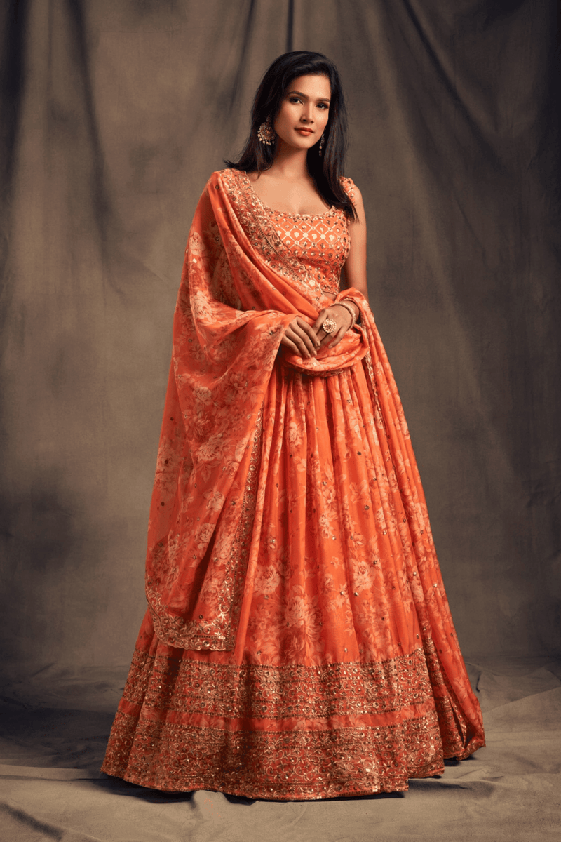 Glamwiz Ember Bloom Organza Lehenga Set – Glamwiz India