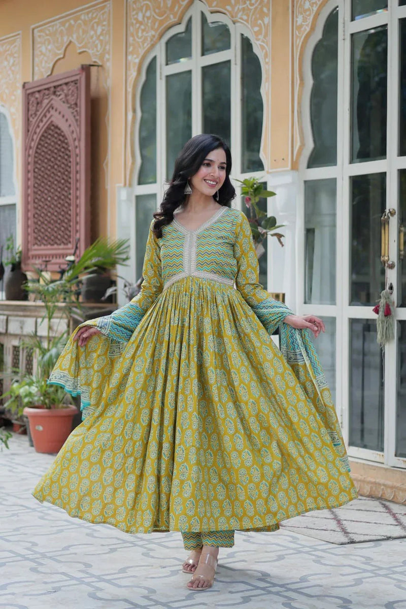 Bagh Bahaar | Cotton Printed Anarkali Suit – Glamwiz India