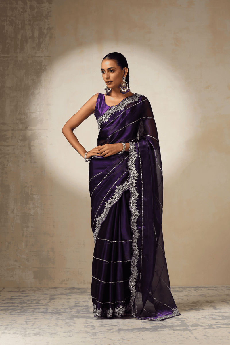 Violet Twilight | Ready to Wear Purple Jimmy Choo Saree – Glamwiz India